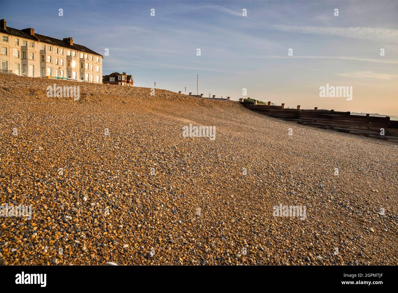 fine old buildings by the shingle beach on eastbourne seafront Stock ...