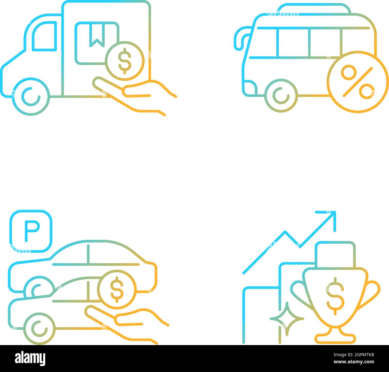 Corporate perks at work gradient linear vector icons set Stock Vector ...