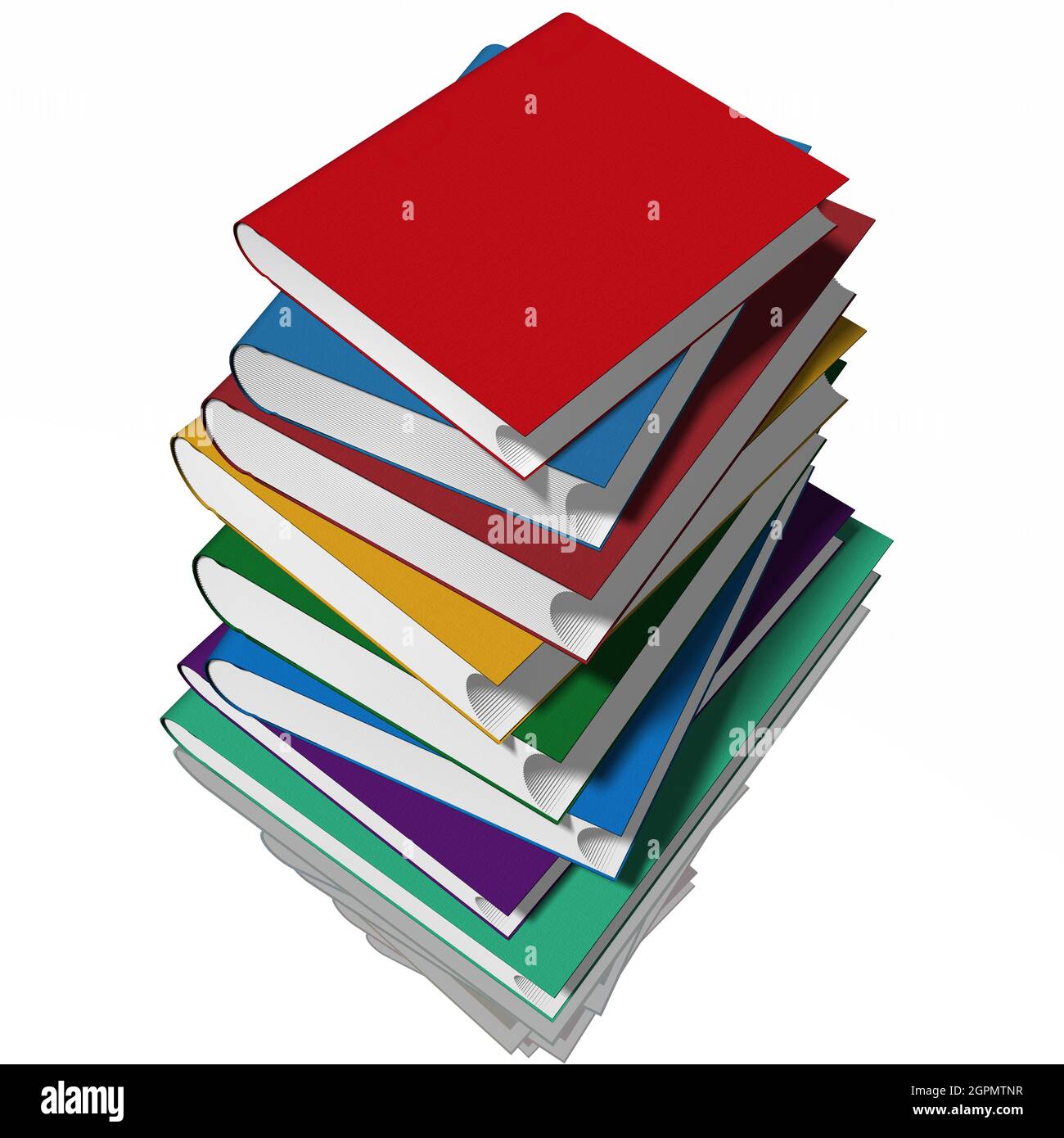 3D illustration. Colored books. Library with many colorful books Stock ...