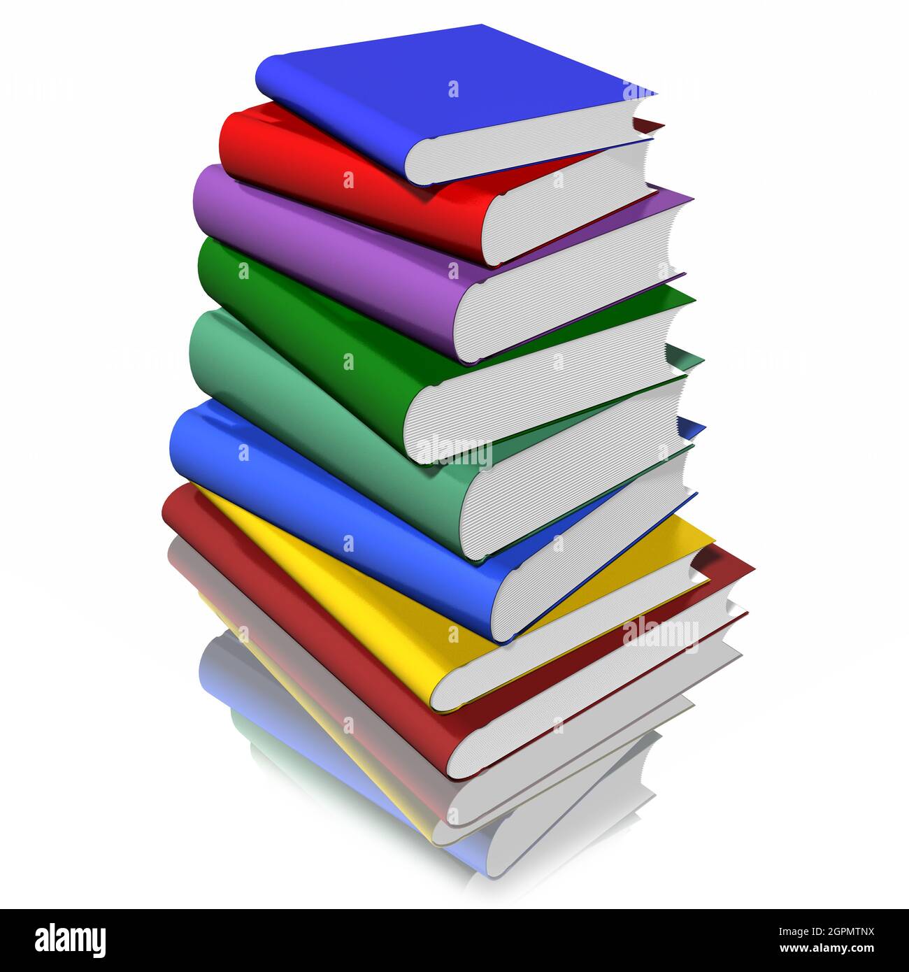 3D illustration. Colored books. Library with many colorful books Stock ...