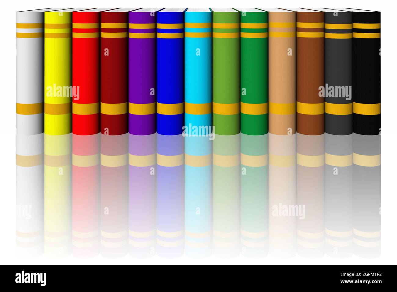 3D illustration. Colored books. Library with many colorful books Stock ...