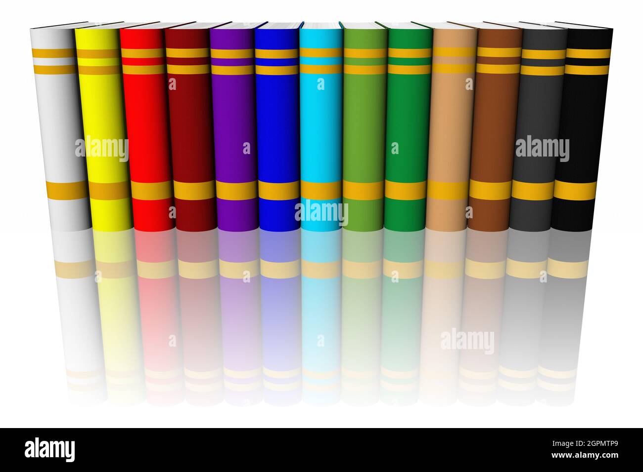 3D illustration. Colored books. Library with many colorful books Stock ...