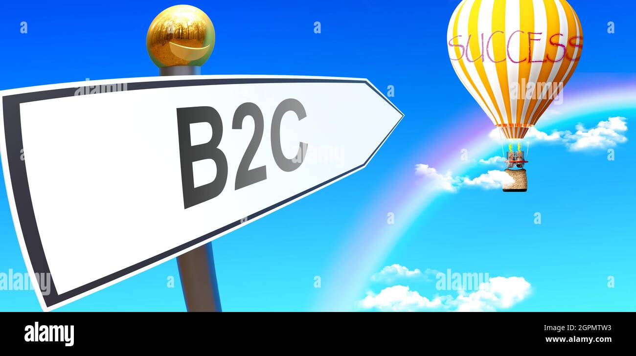 B2c leads to success - shown as a sign with a phrase B2c pointing at ...