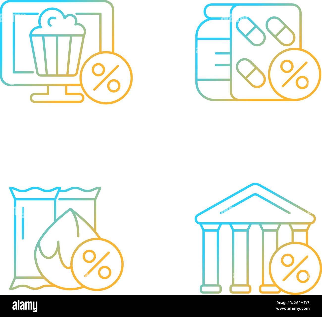 Employee discount scheme gradient linear vector icons set Stock Vector ...