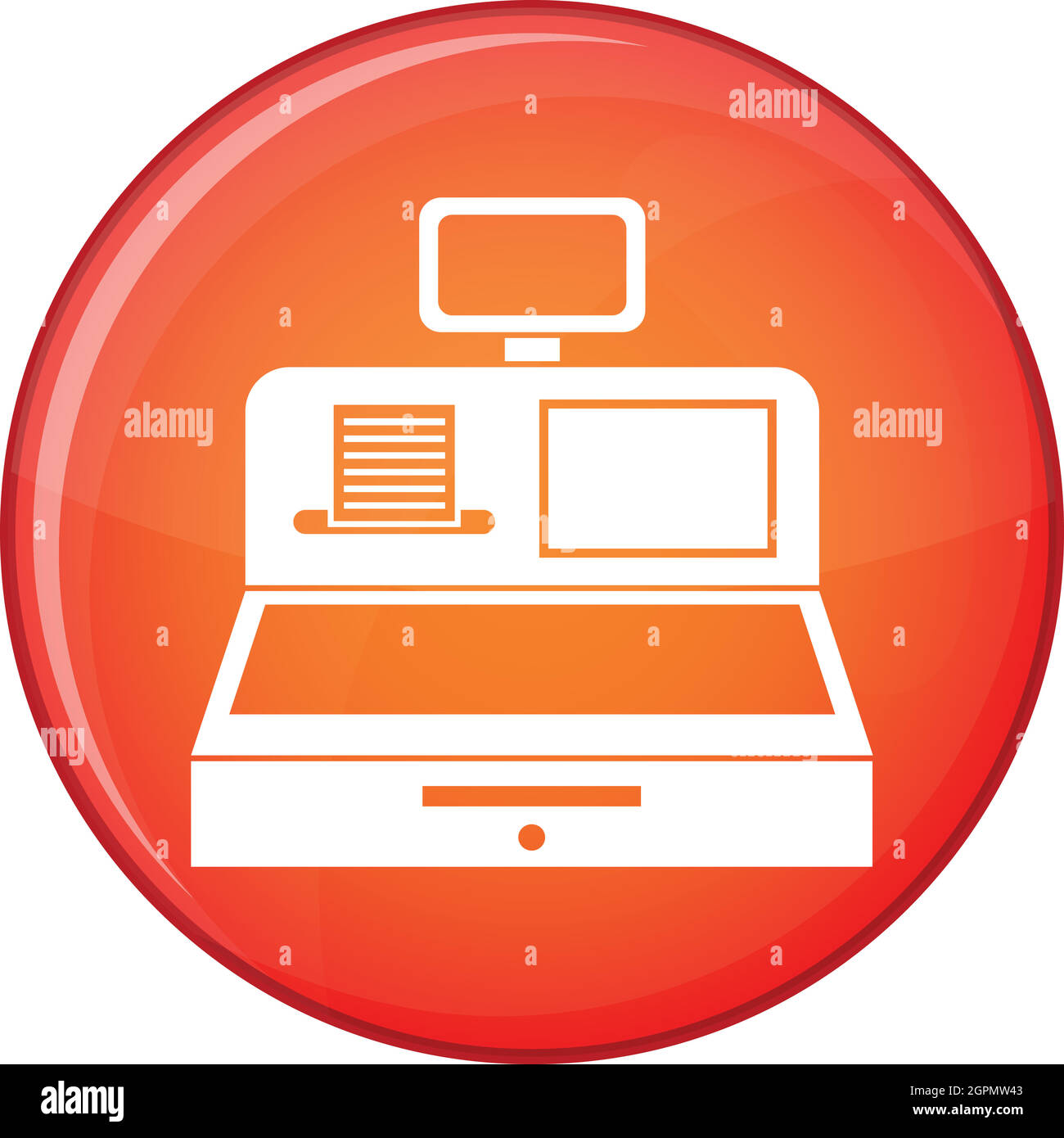 Cash register with cash drawer icon, flat style Stock Vector Image ...