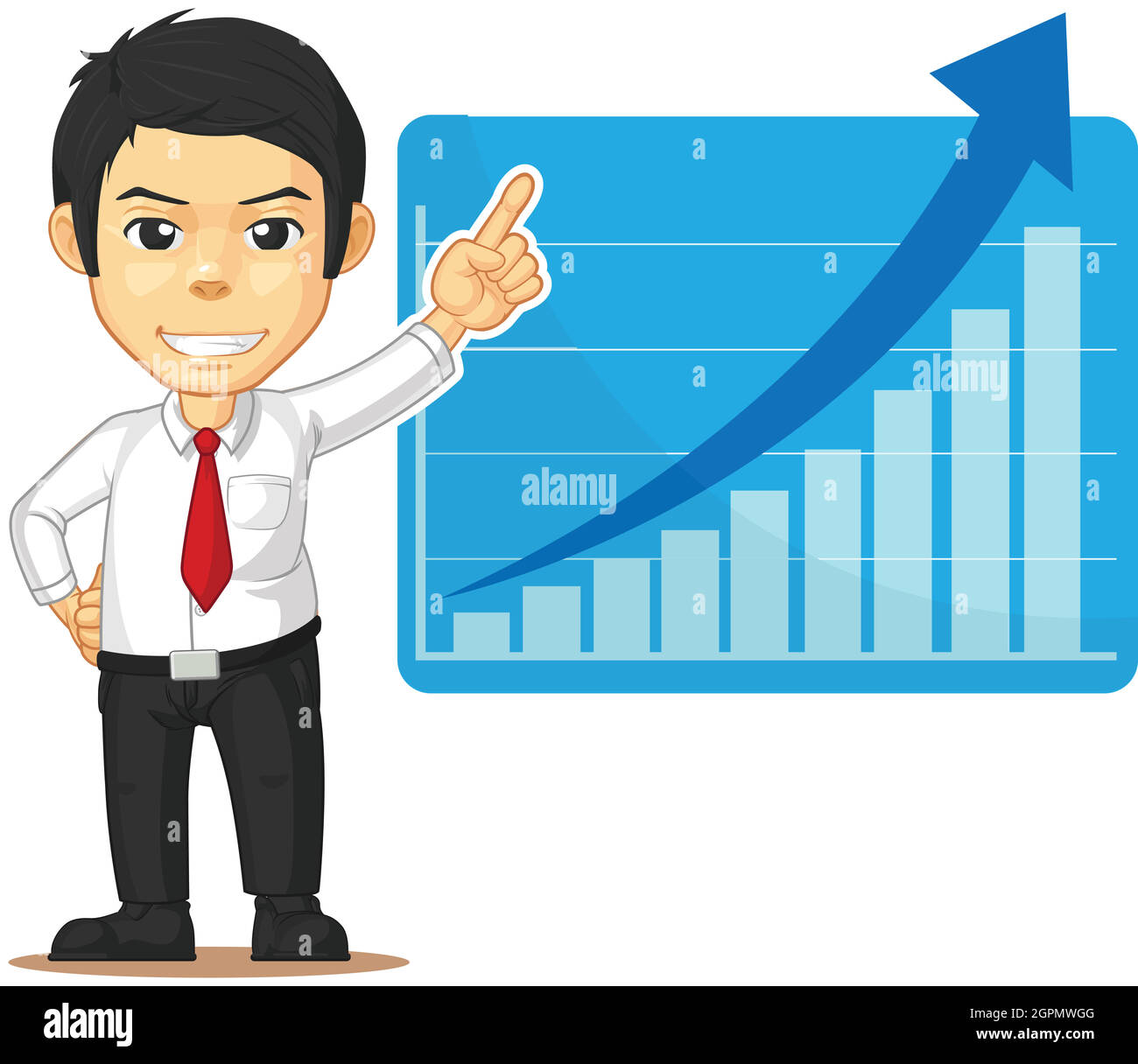 Office Employee Increasing Graph Presentation Chart Cartoon Vector ...