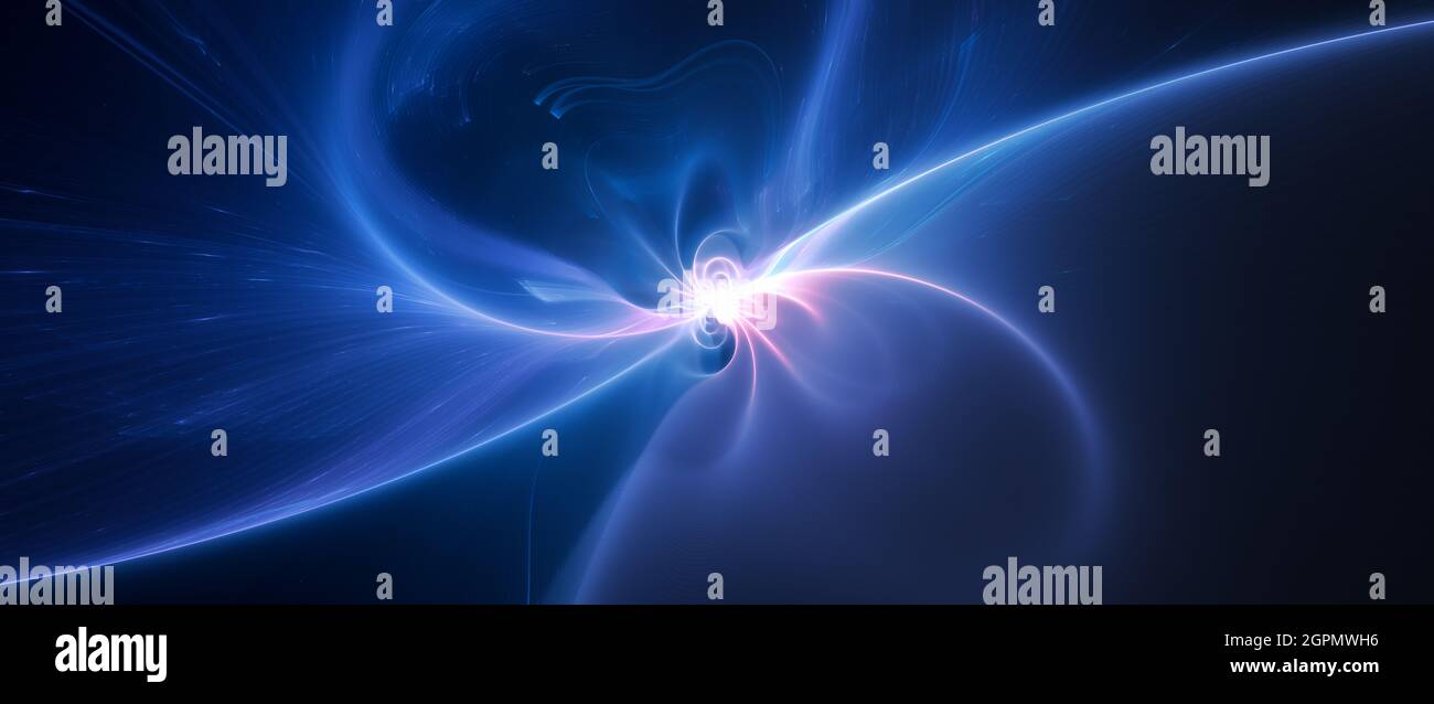 Neon colored glowing high energy singularity in space, computer ...