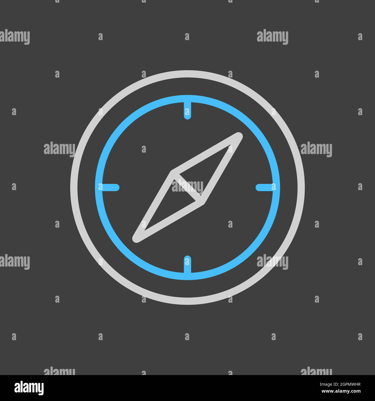 Compas vector icon on dark background. Navigation sign Stock Vector ...