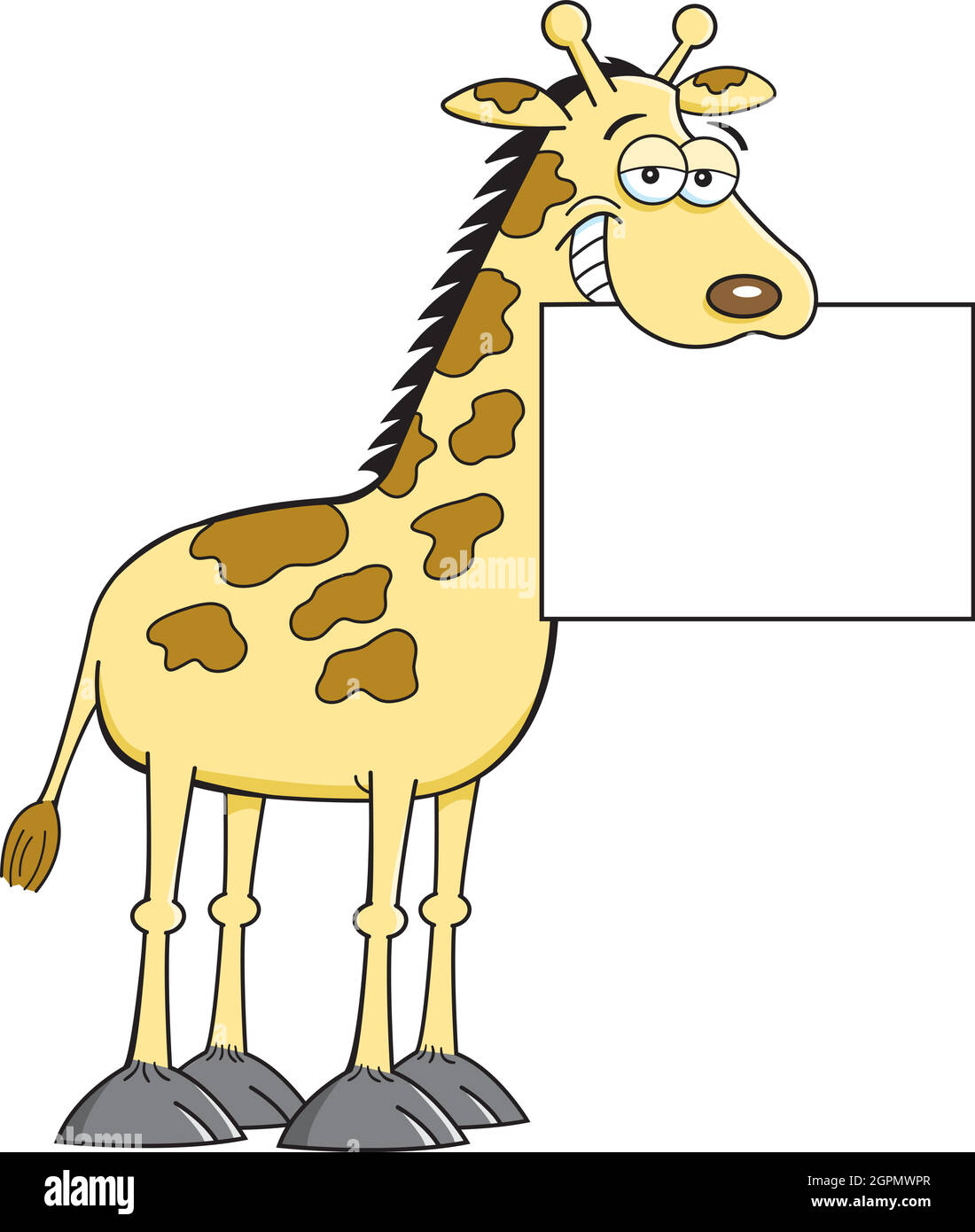 Cartoon illustration of a giraffe holding a sign Stock Vector Image ...