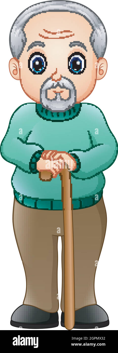 Cartoon old man walking stick hi-res stock photography and images - Alamy
