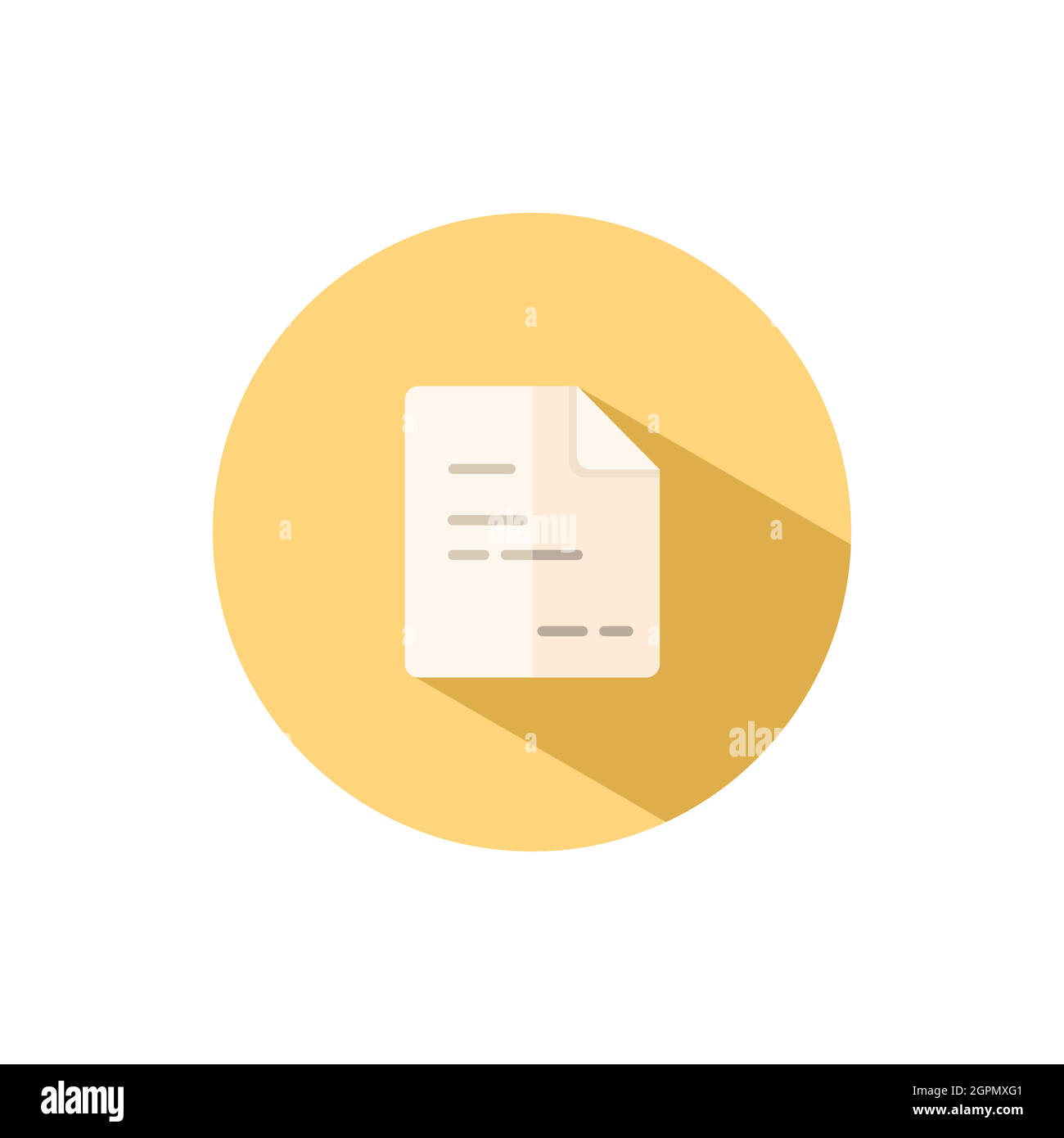 Text document. Paper with content. Flat icon in a circle. Commerce ...