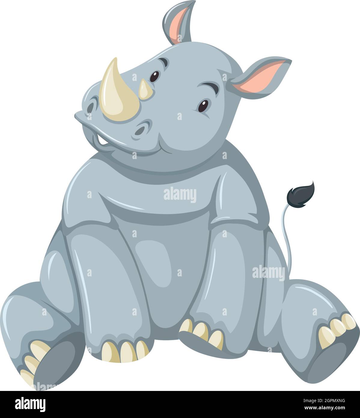 Cute rhinoceros cartoon character isolated on white background ...