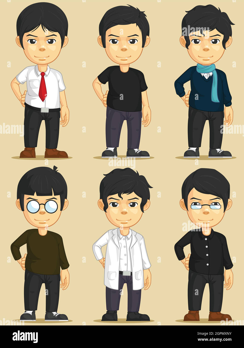 Cute Cartoon Young Man Customizable Mascot Character Illustration Stock ...