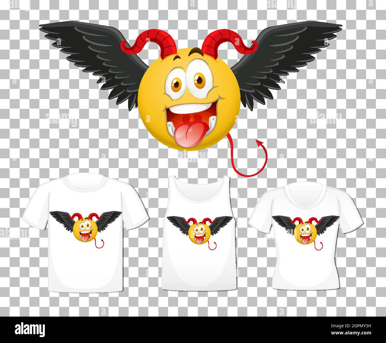 Set of devil emoticon with facial expression on shirt mockup ...