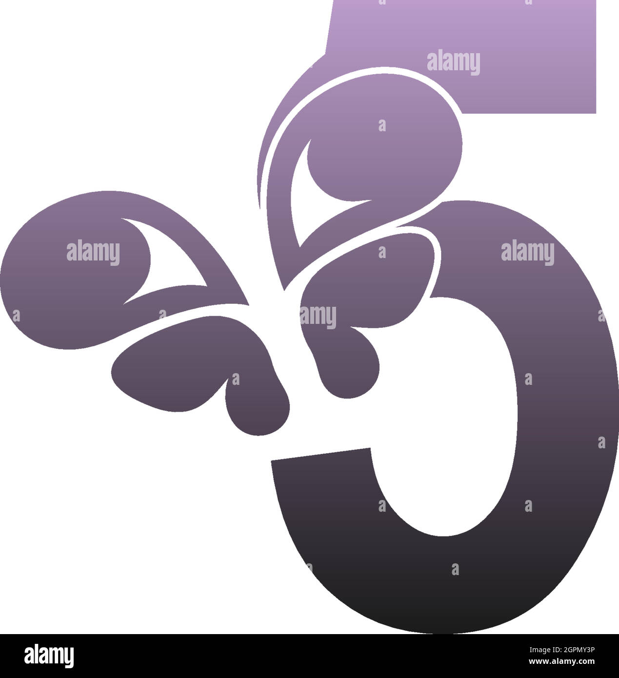 Number 5 with butterfly icon logo design vector Stock Vector Image ...