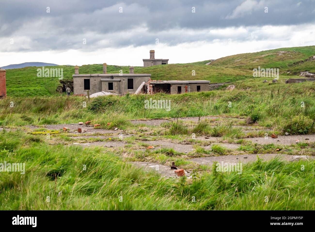 The ruins of Lenan Head fort at the north coast of County Donegal ...