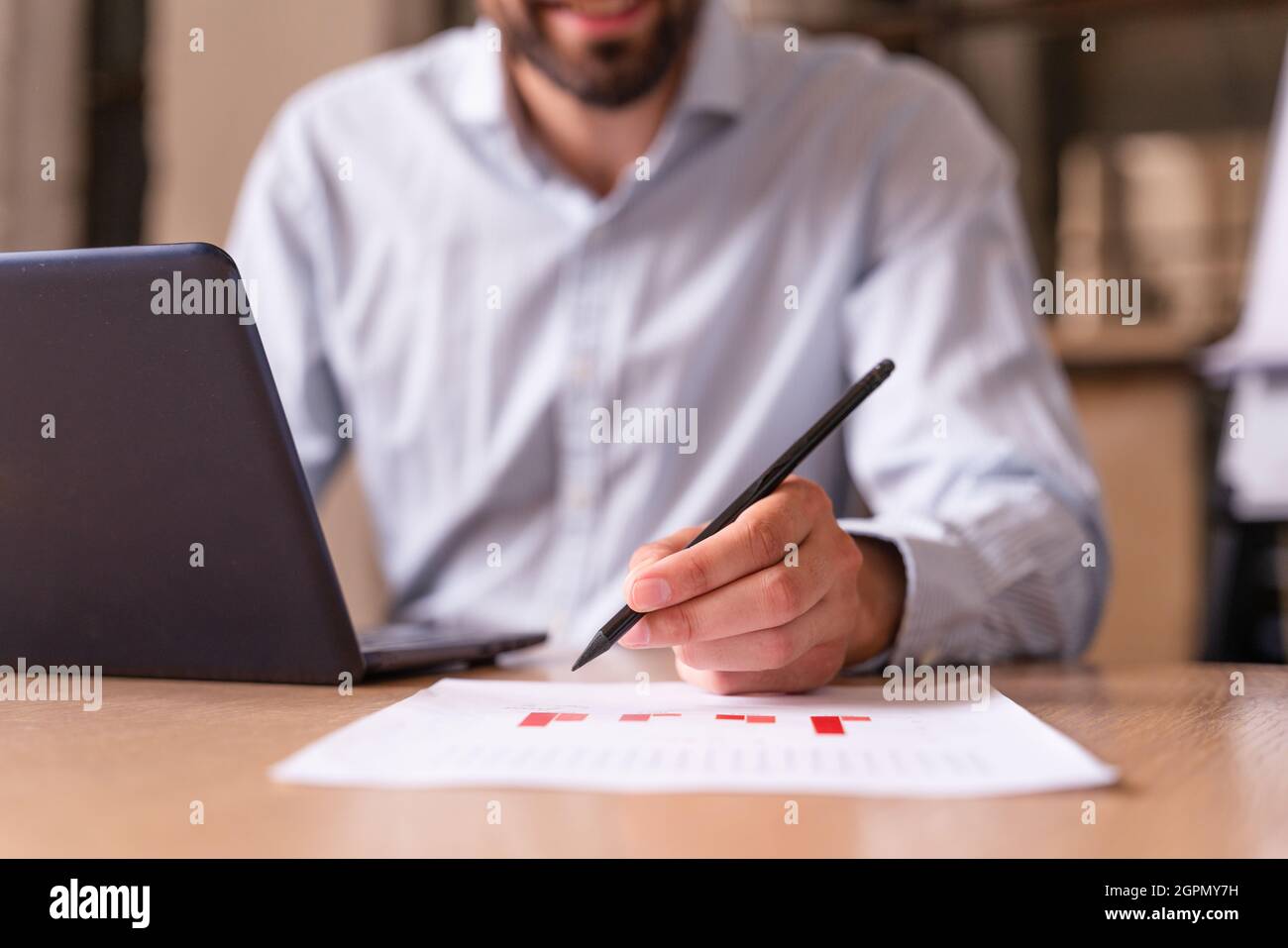 Business man with formal wear working in the office Stock Photo - Alamy