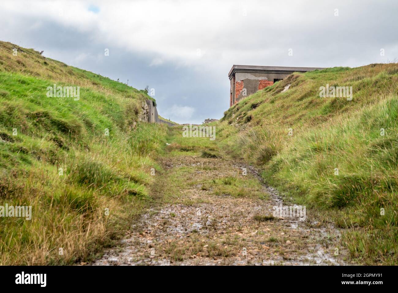 The ruins of Lenan Head fort at the north coast of County Donegal ...