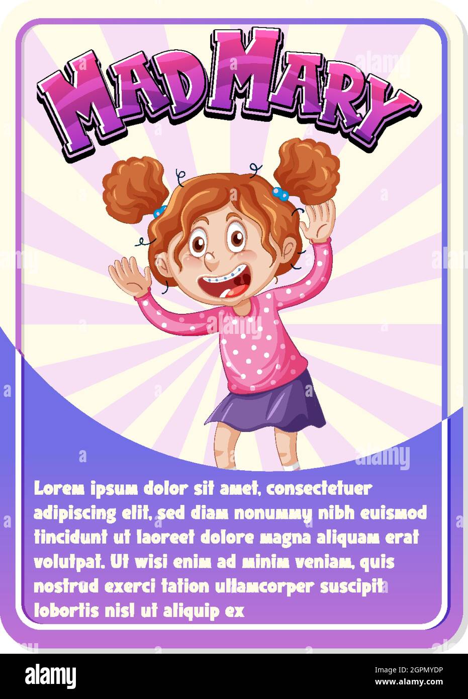 Character game card template with word Mad Mary illustration Stock ...