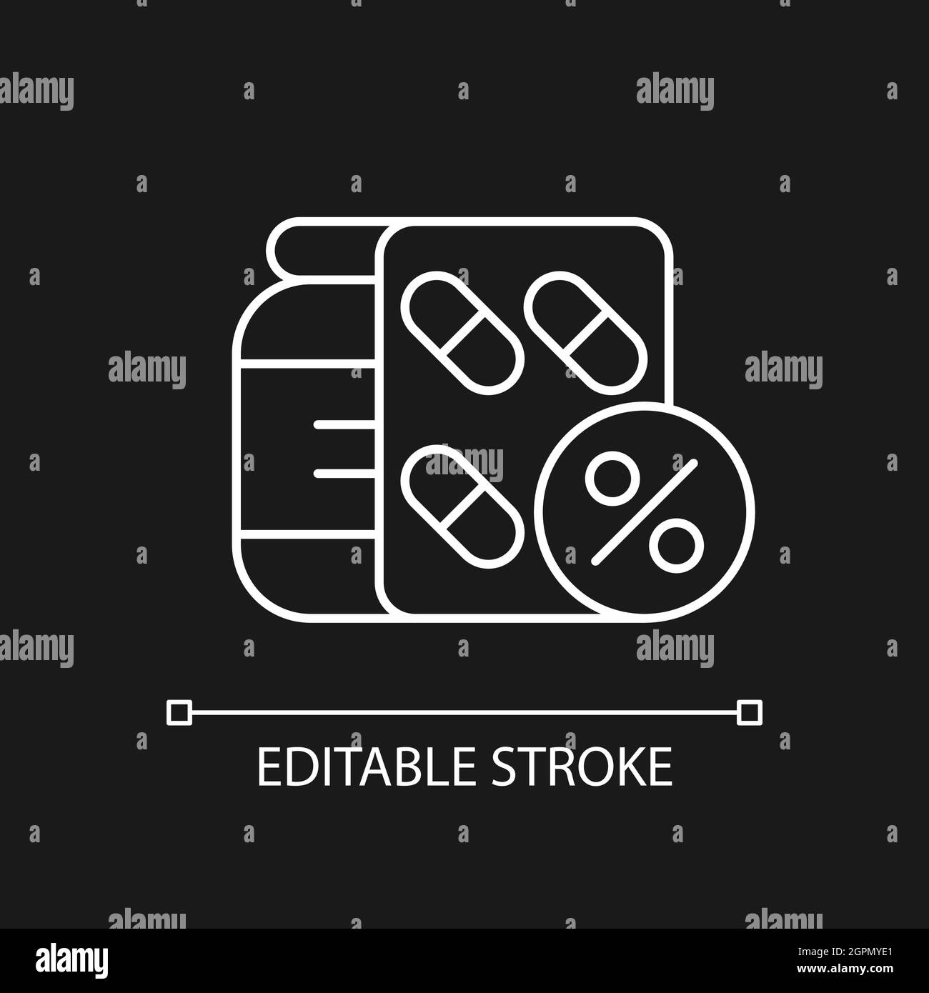 Reduced prescription drug cost white linear icon for dark theme Stock ...