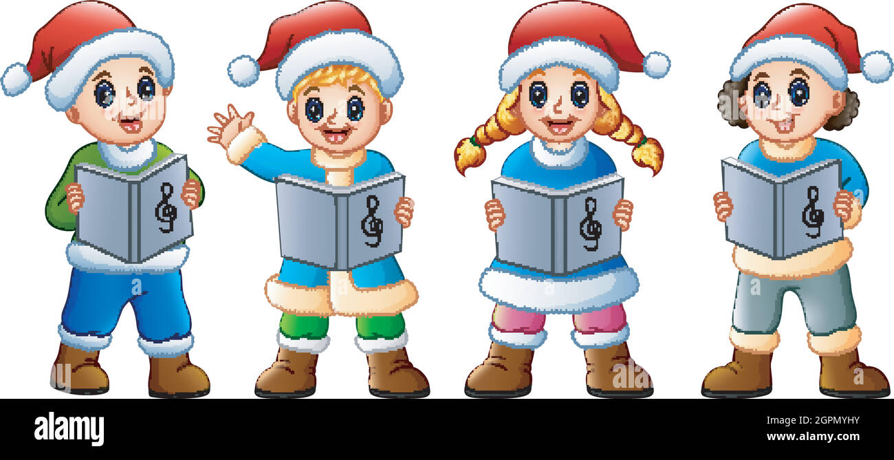 Group children singing christmas carols Stock Vector Images - Alamy