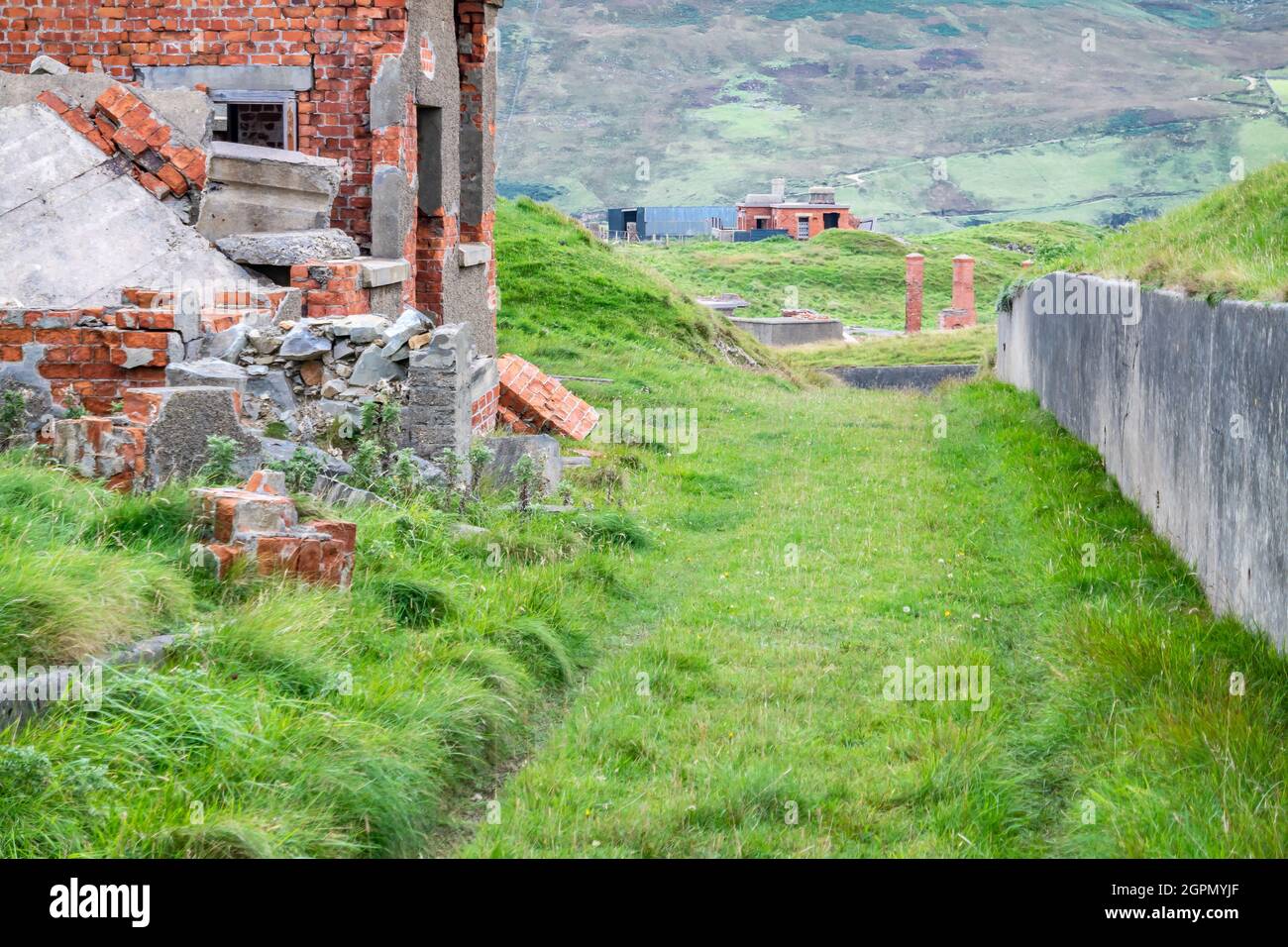 The ruins of Lenan Head fort at the north coast of County Donegal ...