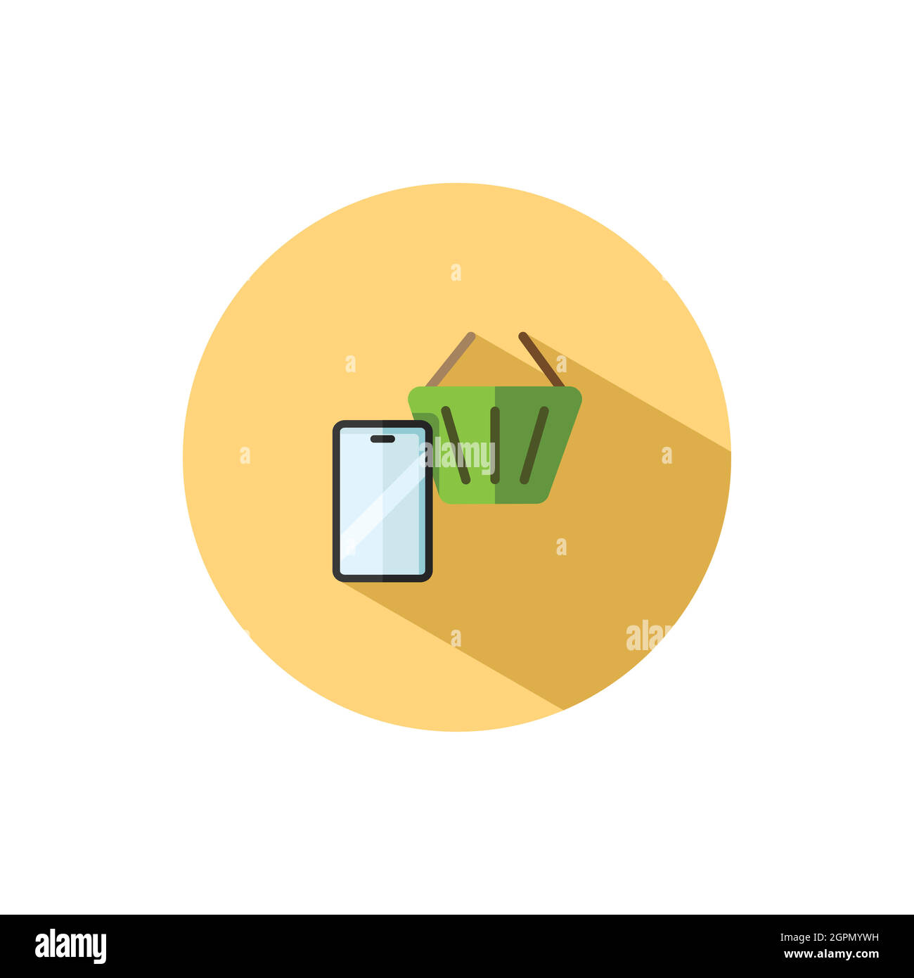 Online store. Mobile payment. Smartphone and shopping basket. Flat icon ...