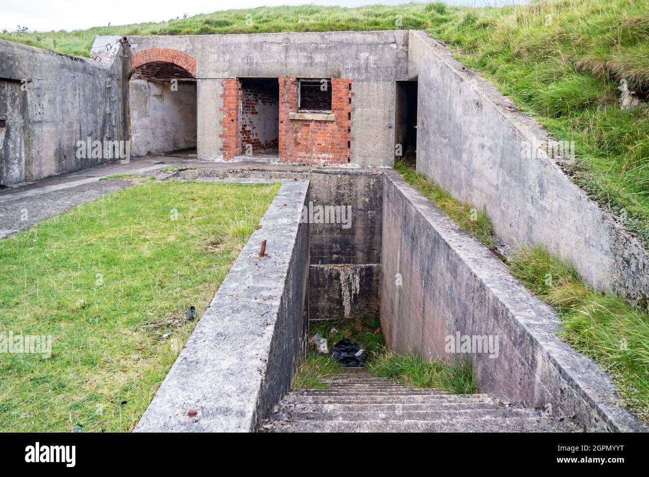 The ruins of Lenan Head fort at the north coast of County Donegal ...
