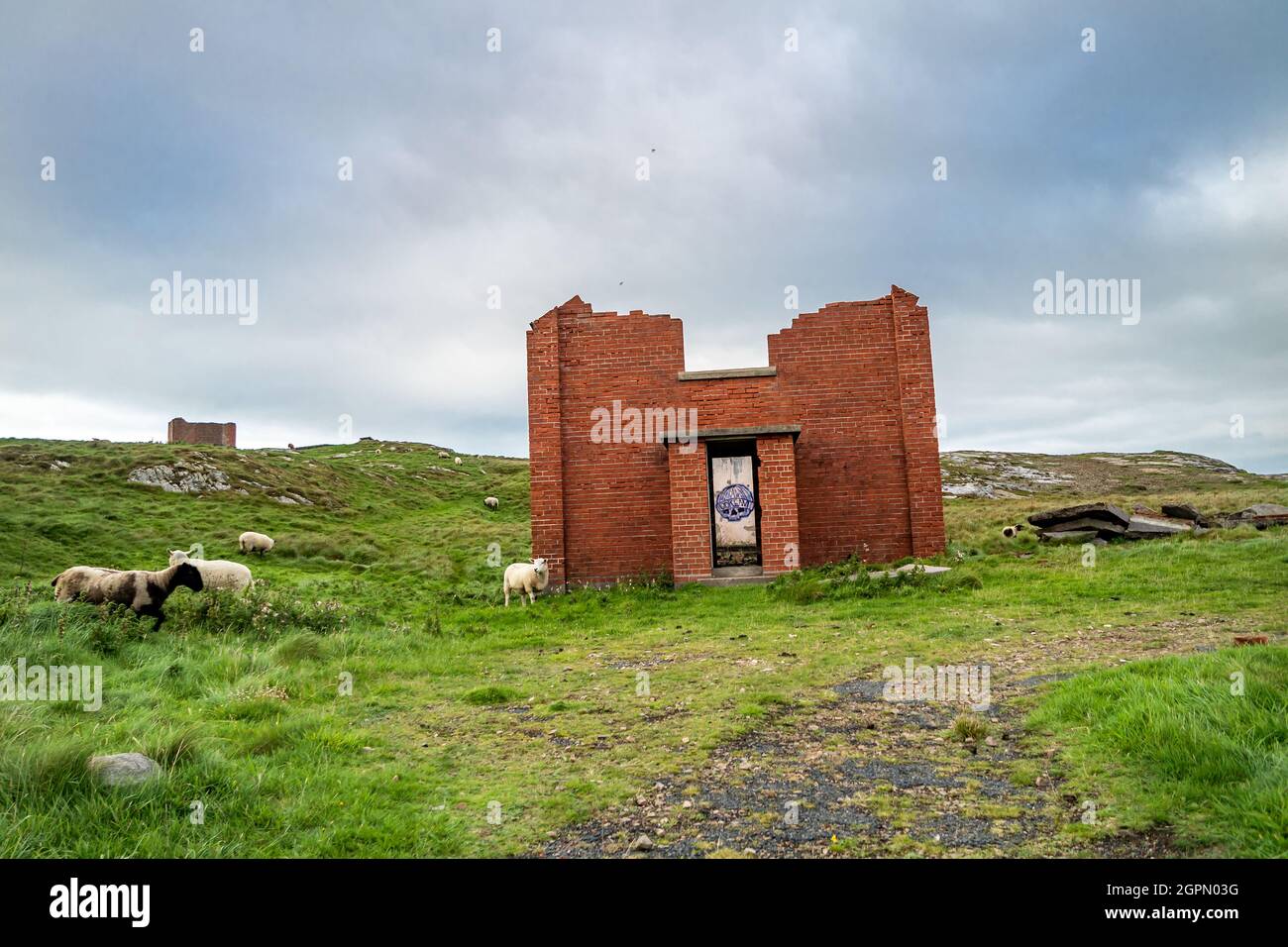 The ruins of Lenan Head fort at the north coast of County Donegal ...