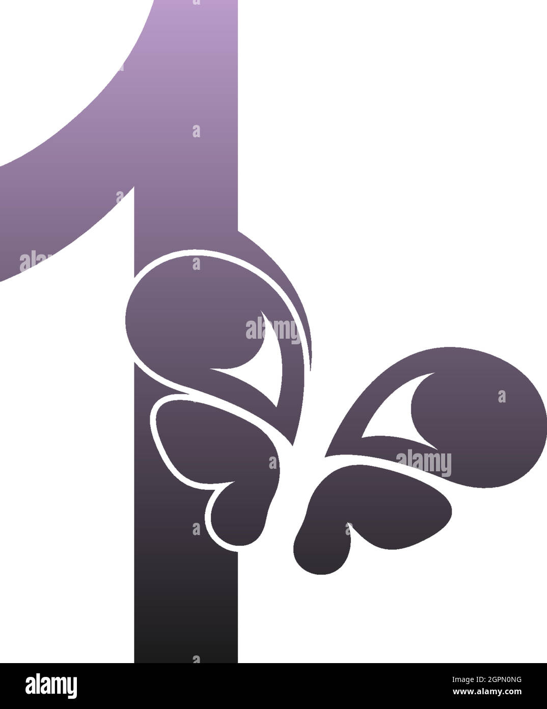 Number 1 with butterfly icon logo design vector Stock Vector Image ...