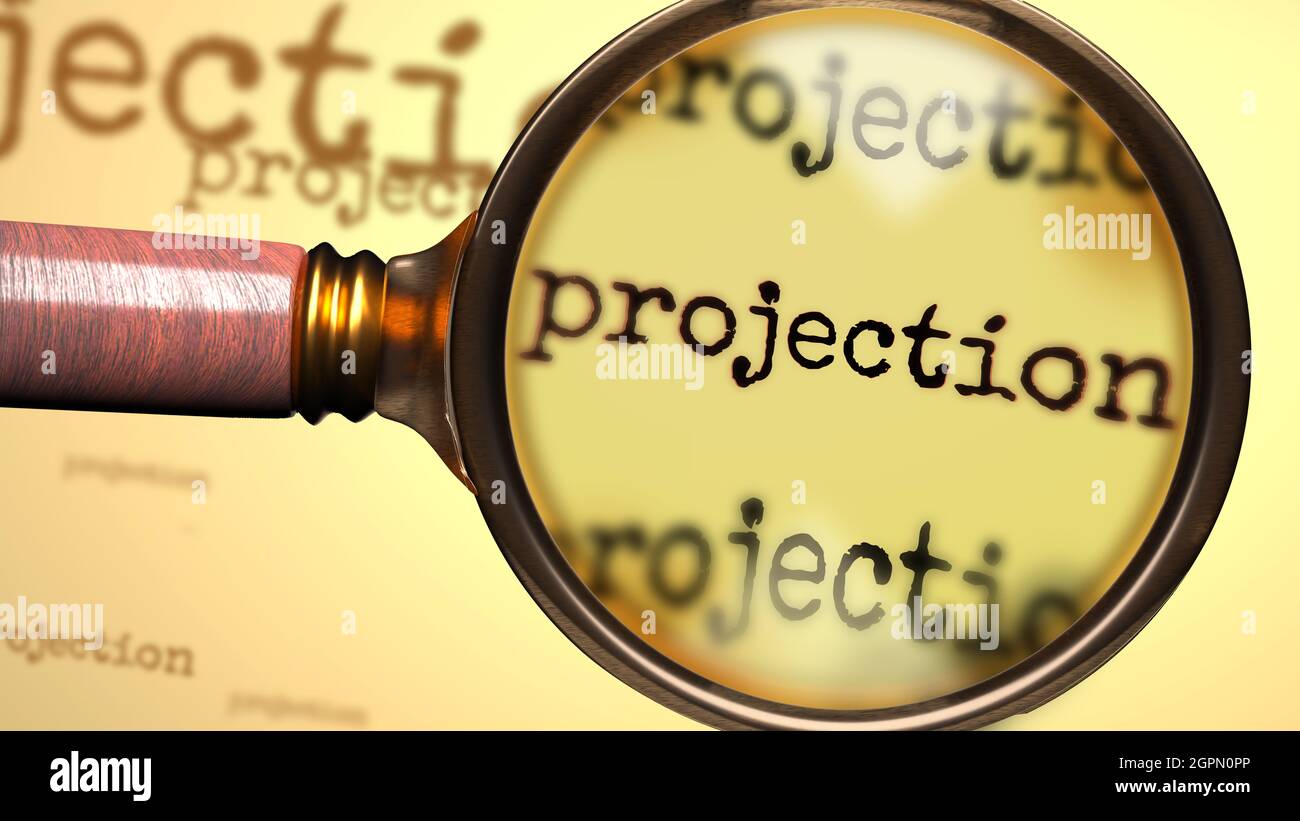 Projection and a magnifying glass on English word Projection to ...