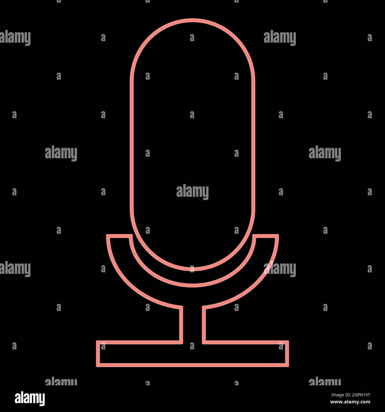 Neon microphone the red color vector illustration flat style image ...