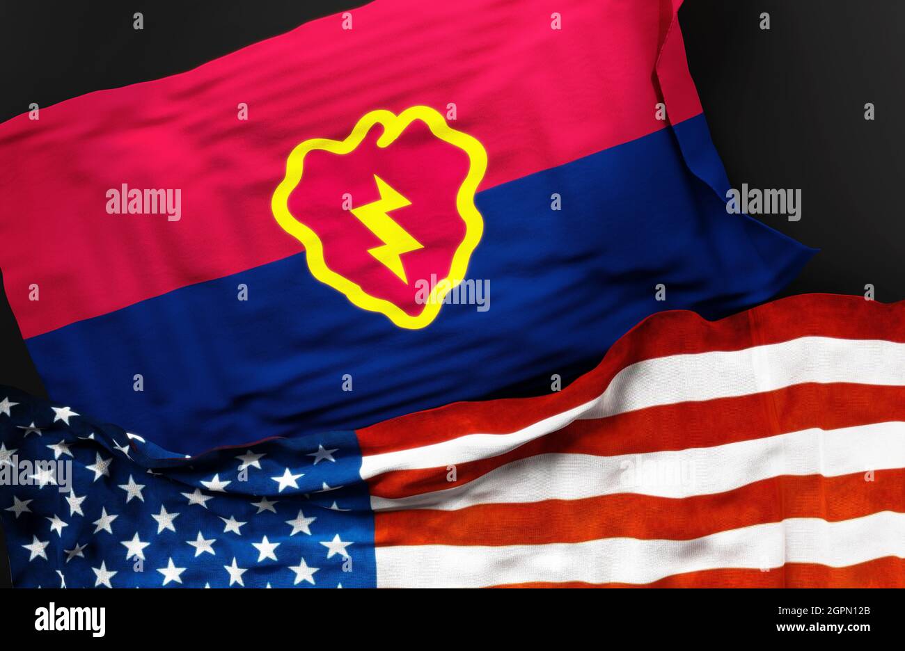 Flag of the United States Army 25th Infantry Division along with a flag ...