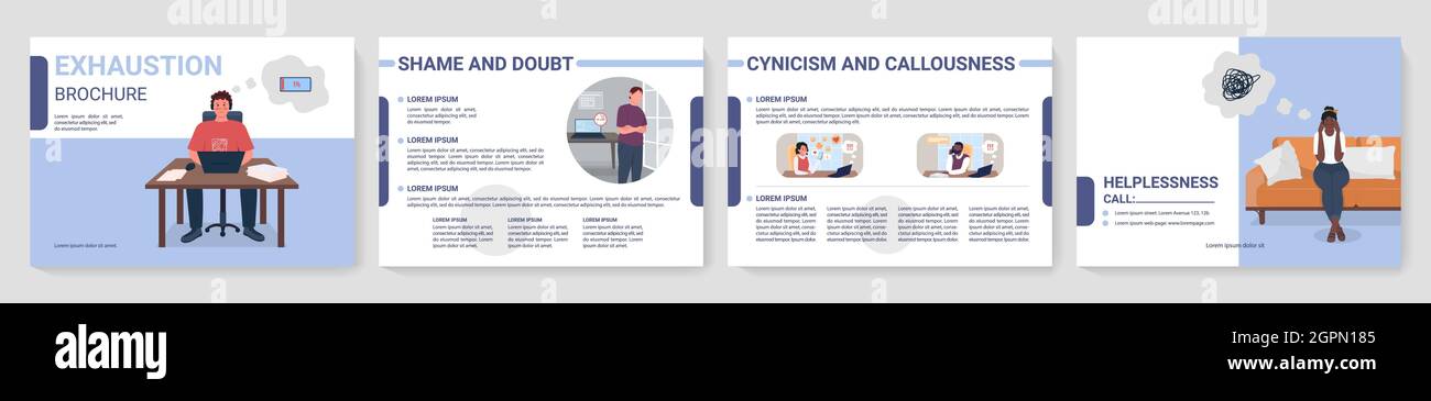 Exhaustion from work flat vector brochure template Stock Vector Image ...