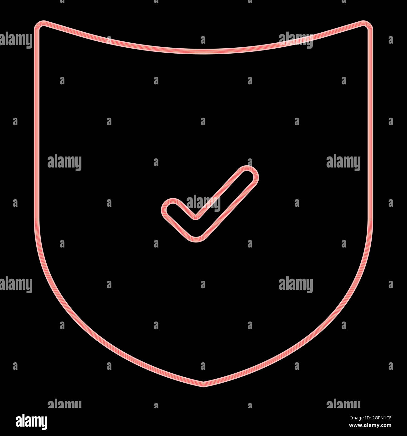 Neon shield the red color vector illustration flat style image Stock ...