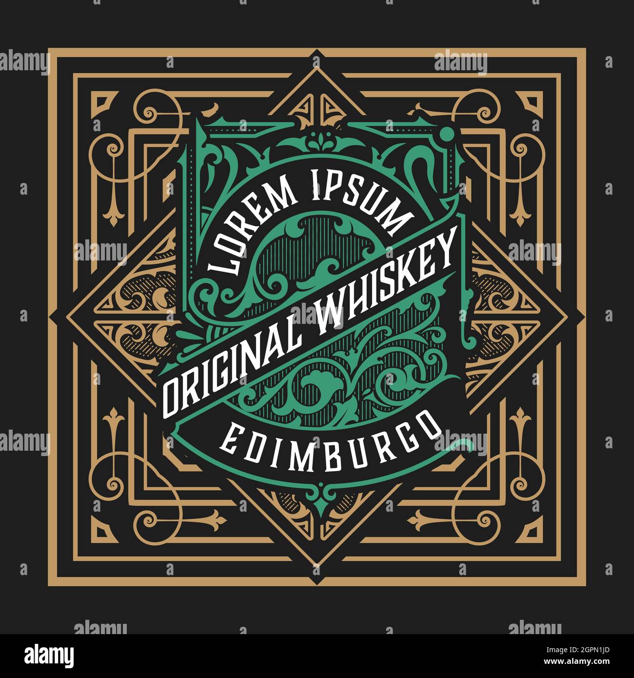 Whiskey label with old frames Stock Vector Image & Art - Alamy