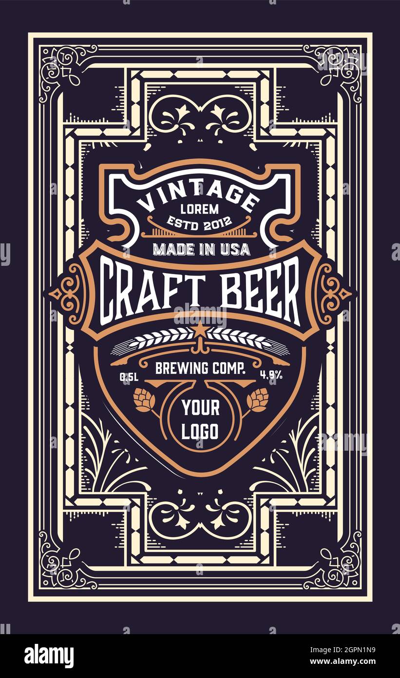Beer label with old frames Stock Vector Image & Art - Alamy
