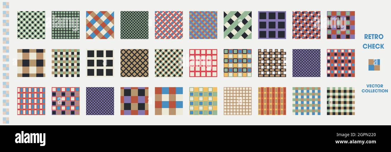Gingham flannel seamless vector collection. Classic check cloth ...