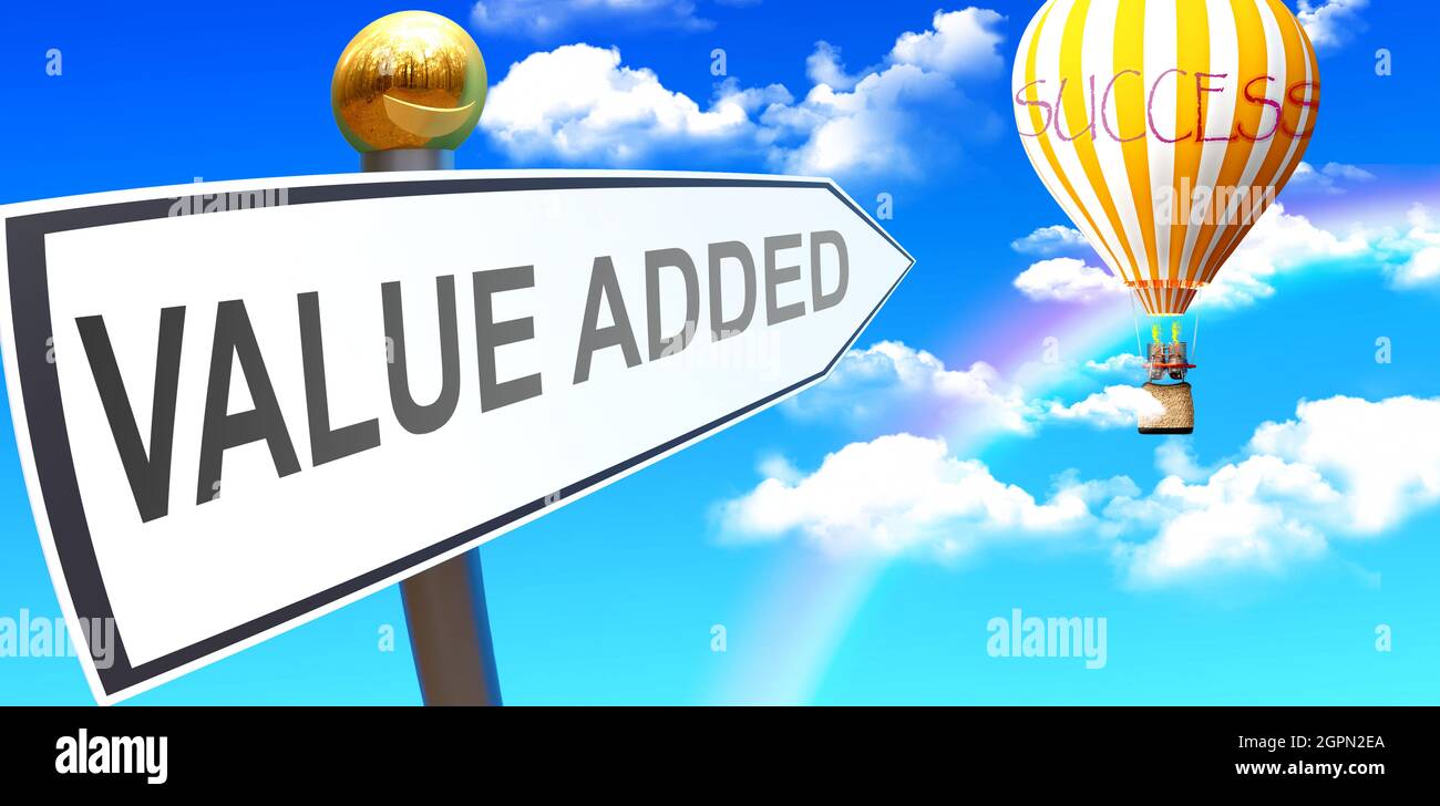 Value added leads to success - shown as a sign with a phrase Value ...
