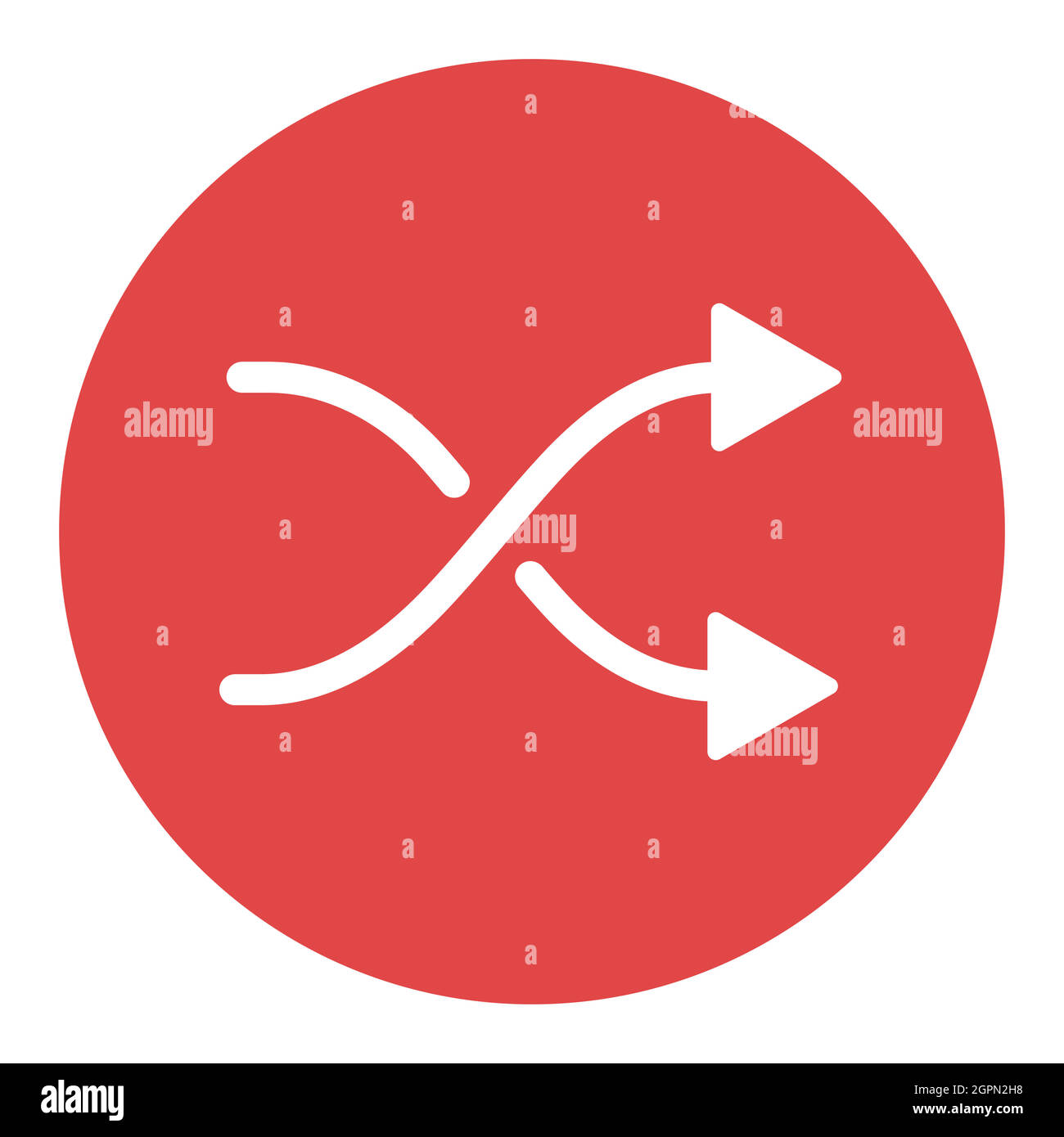 Shuffle white glyph icon. Crossed arrows. Random music order Stock ...