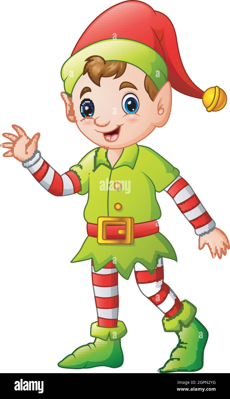 Cartoon waving christmas elf hi-res stock photography and images - Alamy