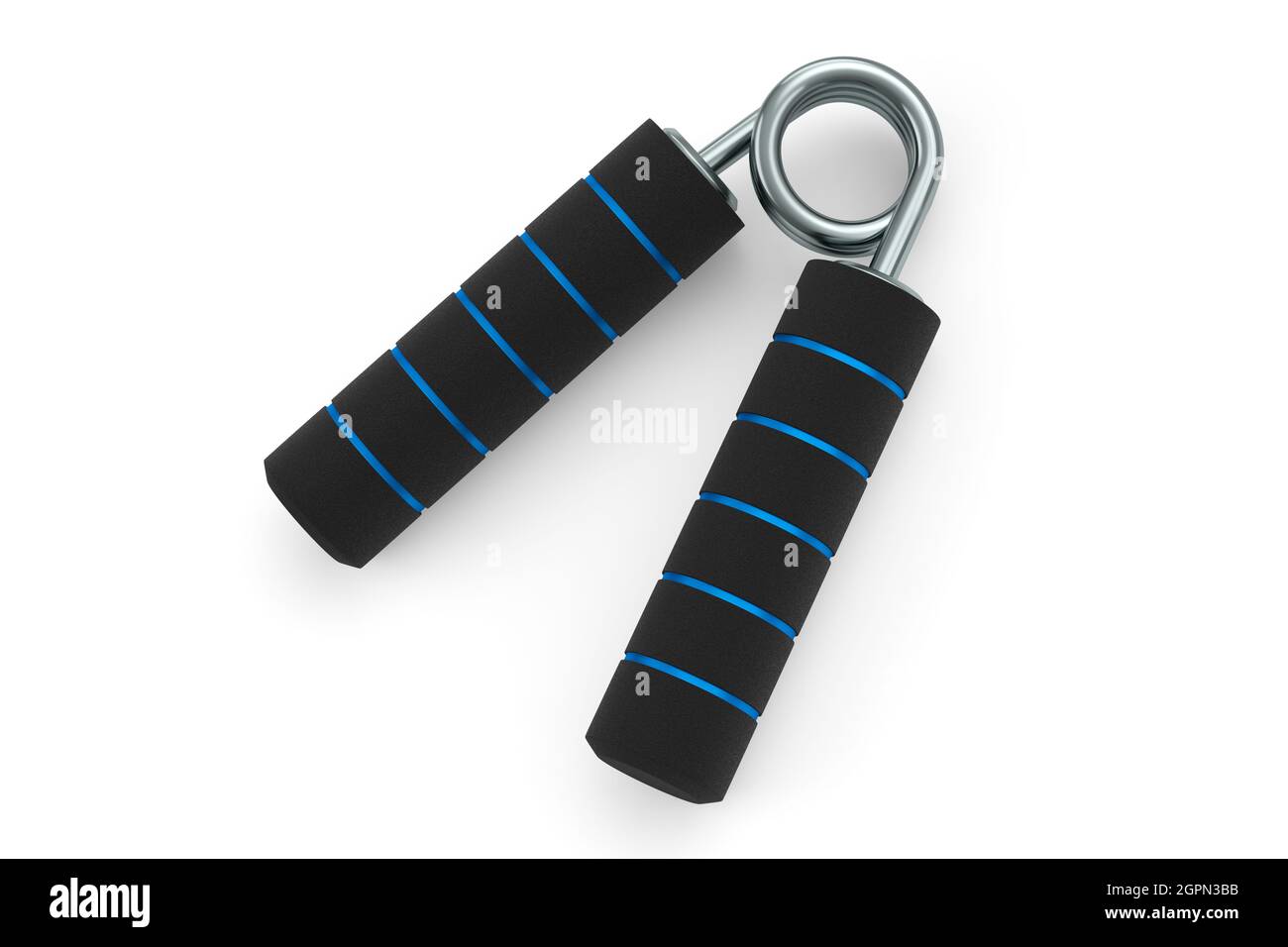 Iron hand expander or resistance band with rubber handle isolated on ...