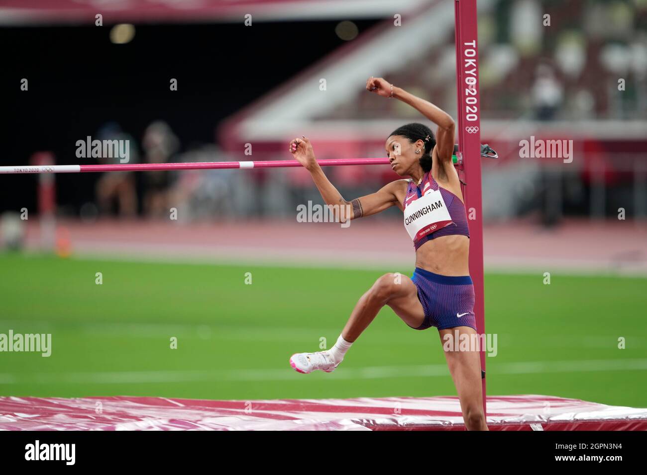 Vashti Cunningham participating in high jump at the Tokyo 2020 Olympic ...