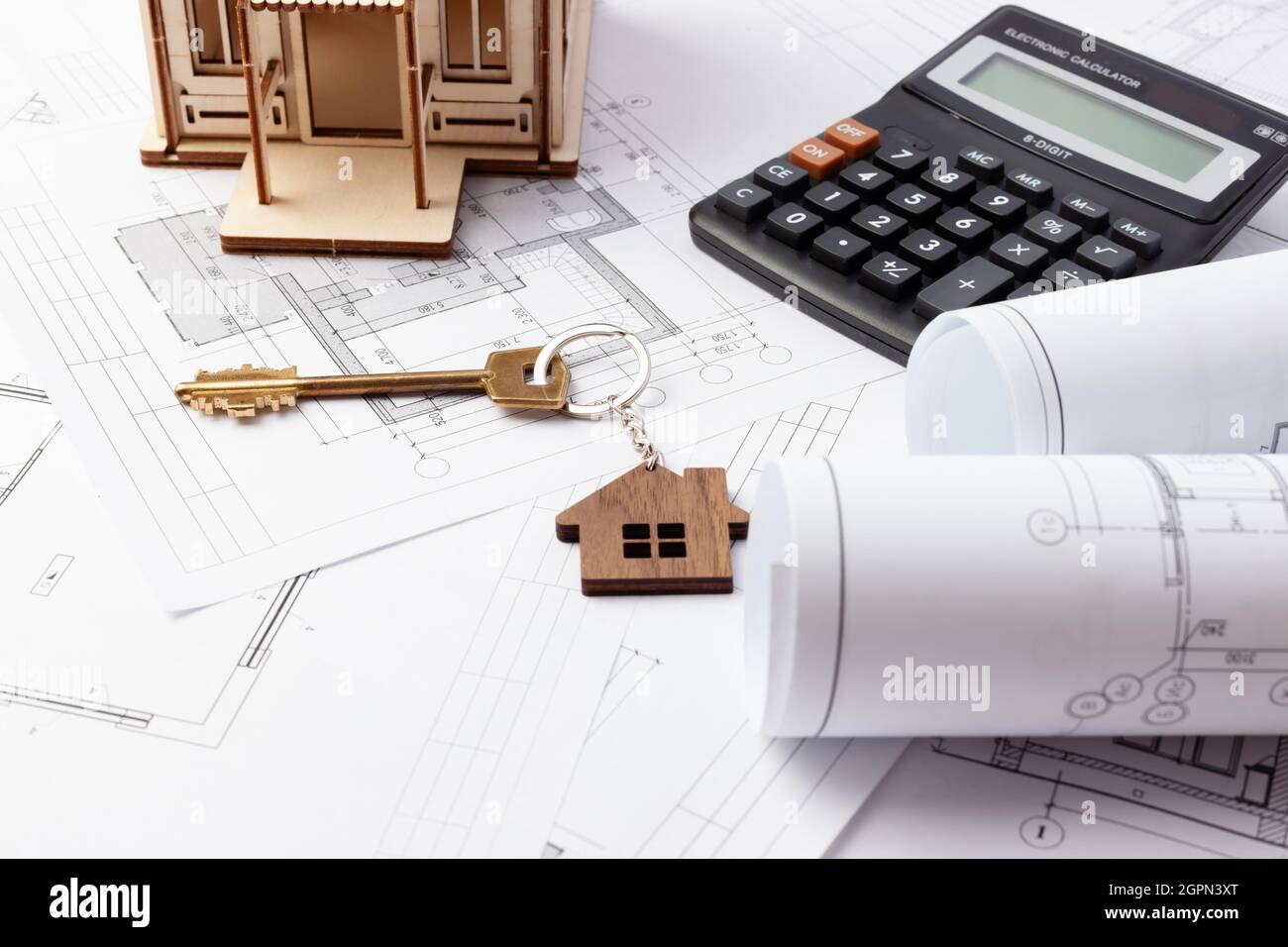 Designing a civil construction, private house. Copy space Stock Photo ...