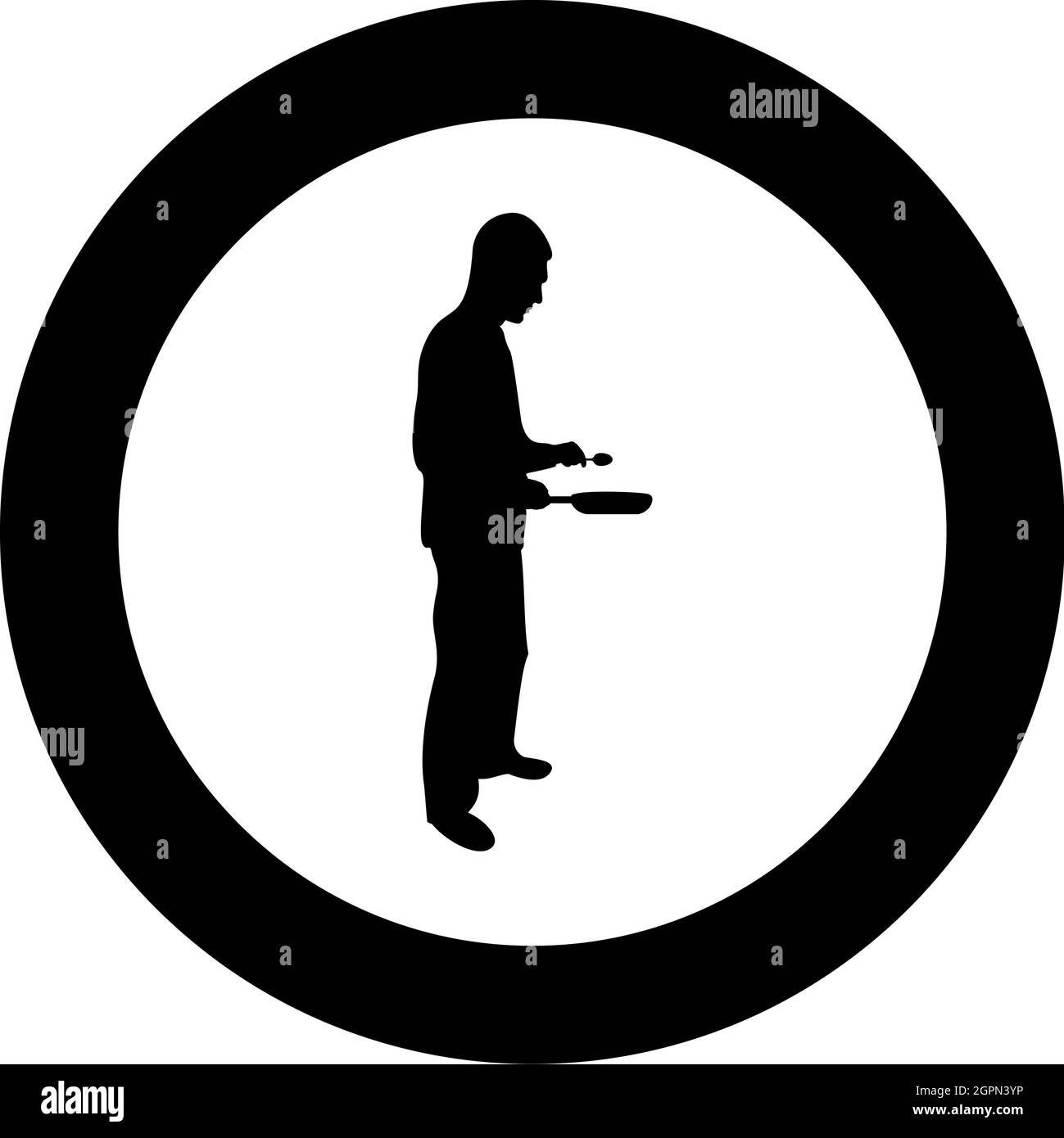 Frying pan in vector Black and White Stock Photos & Images - Alamy