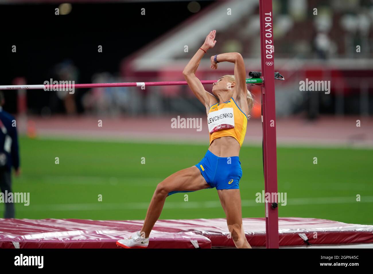 Yuliya Levchenko participating in high jump at the Tokyo 2020 Olympic ...