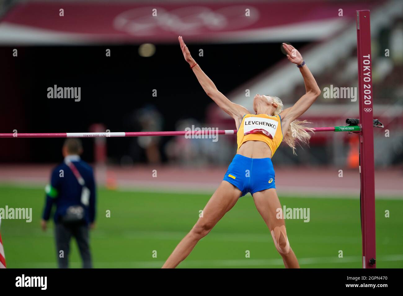 Yuliya Levchenko participating in high jump at the Tokyo 2020 Olympic ...