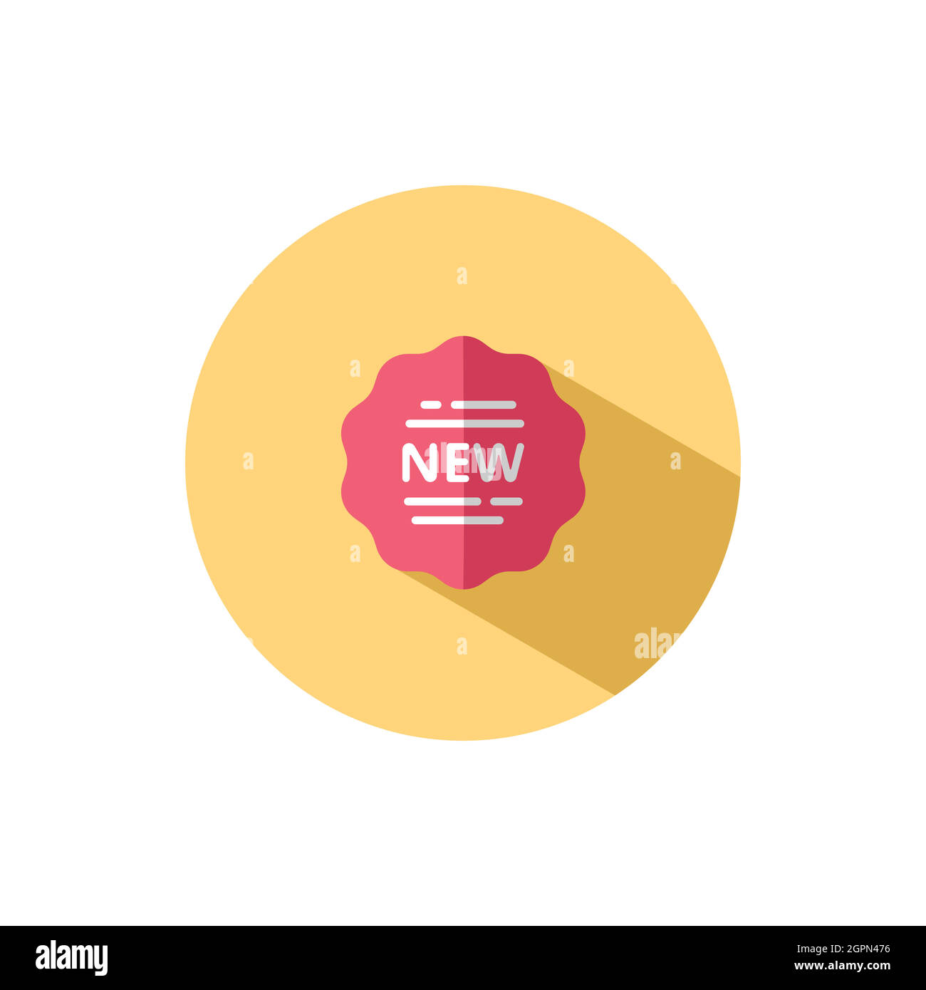 Shopping label with text new. Promotion tag. Flat icon in a circle ...