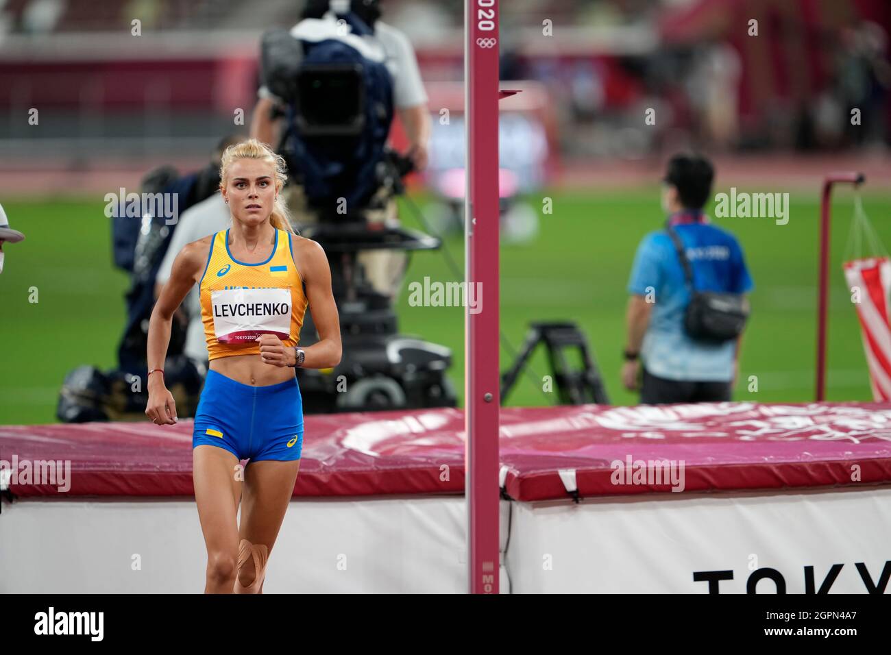 Yuliya Levchenko participating in high jump at the Tokyo 2020 Olympic ...