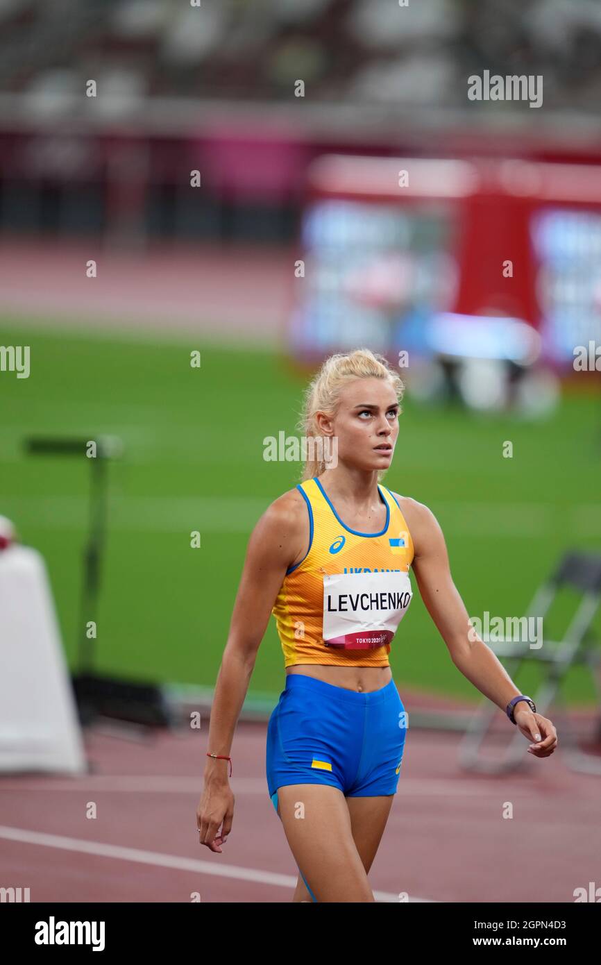 Yuliya Levchenko participating in high jump at the Tokyo 2020 Olympic ...